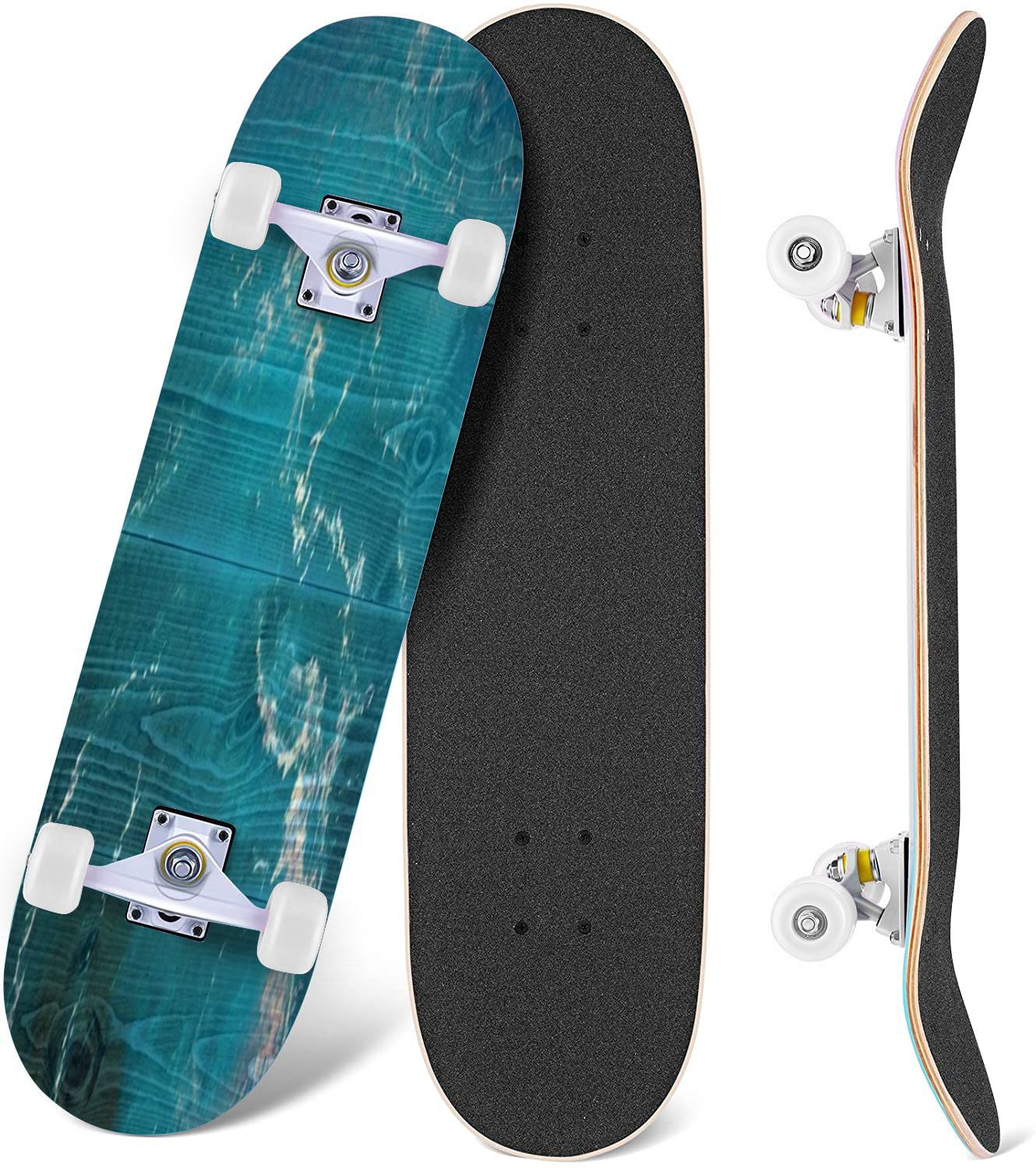 Prxcm Skateboard Complete for Beginners Adults Teens 31 x 8" Blue ocean ...