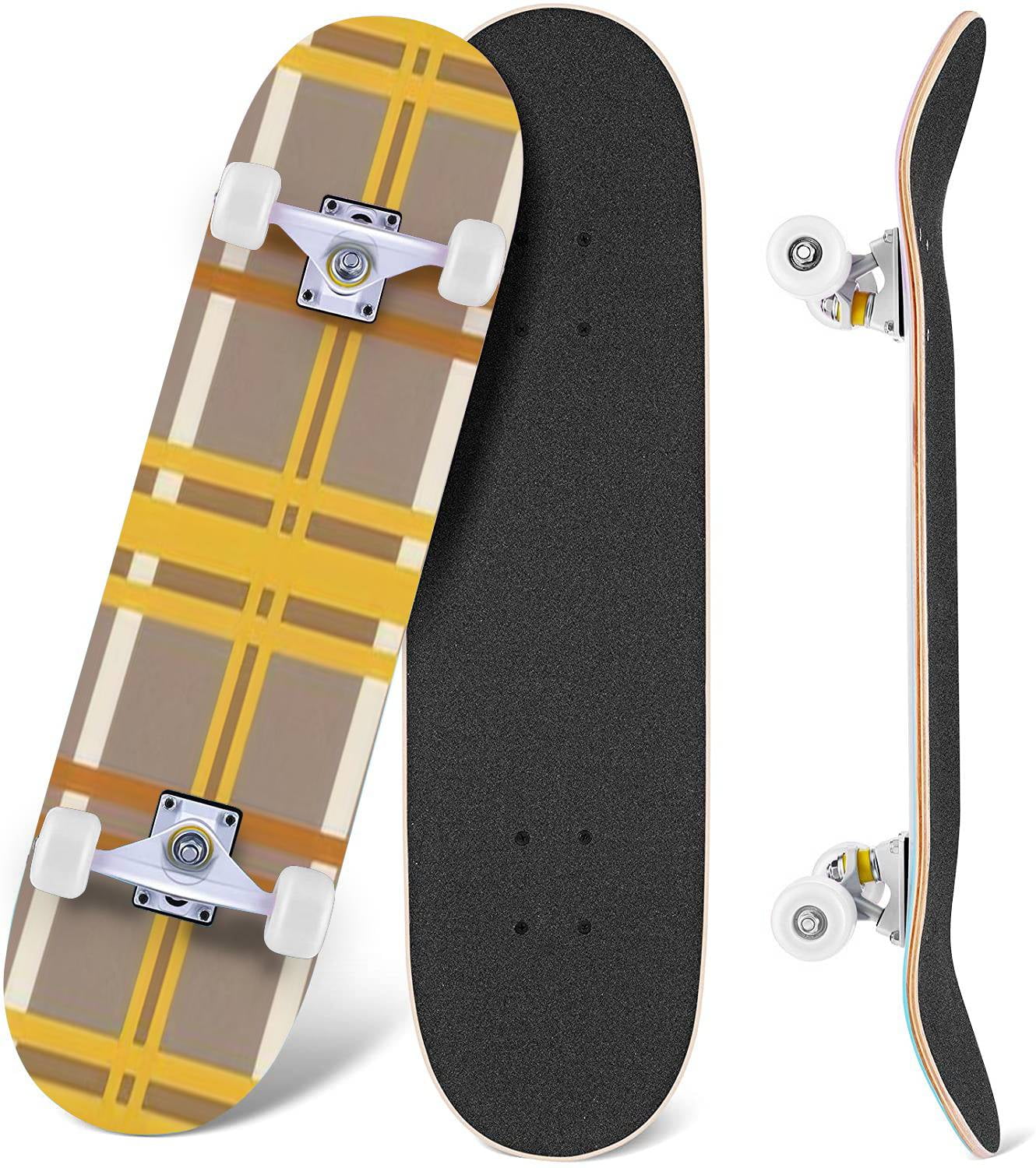 Prxcm Skateboard Complete for Beginners Adults 31 x 8" Check plaid ...