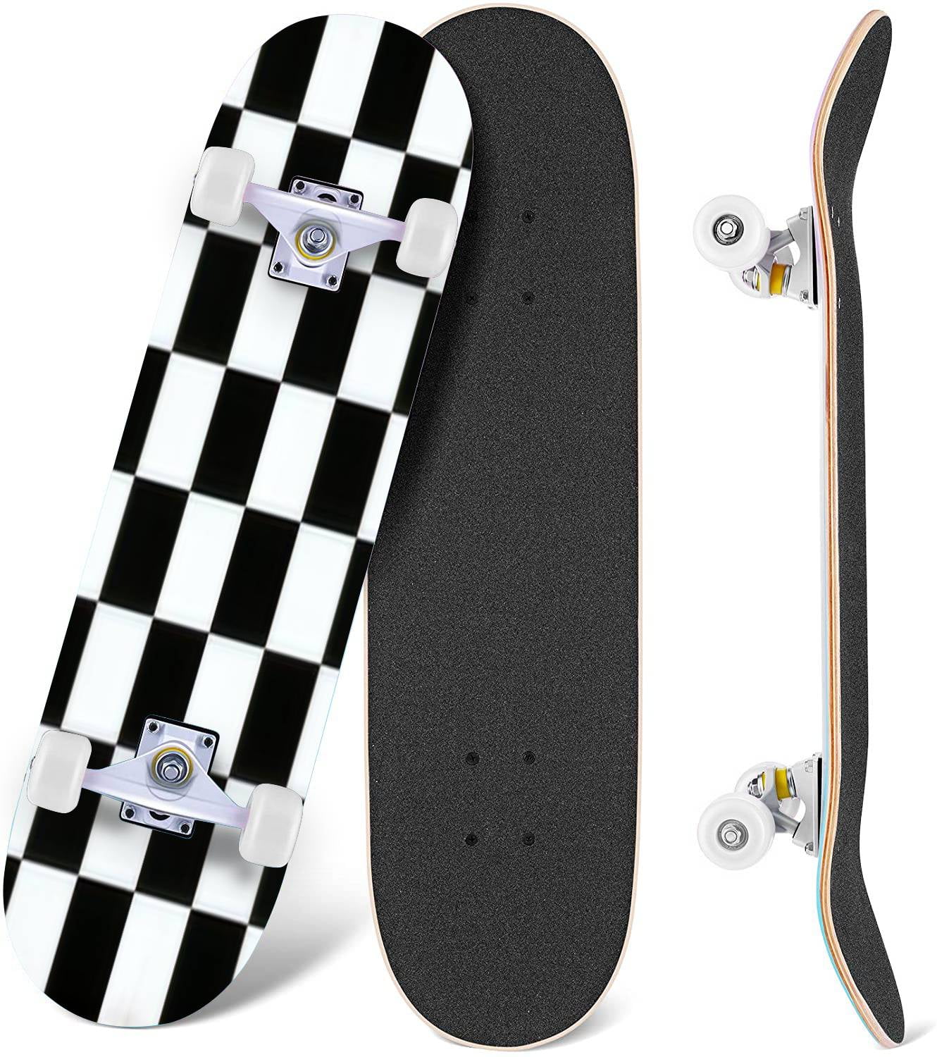 Prxcm Skateboard Complete for Beginners Adults Teens 31 x 8" Checkered ...