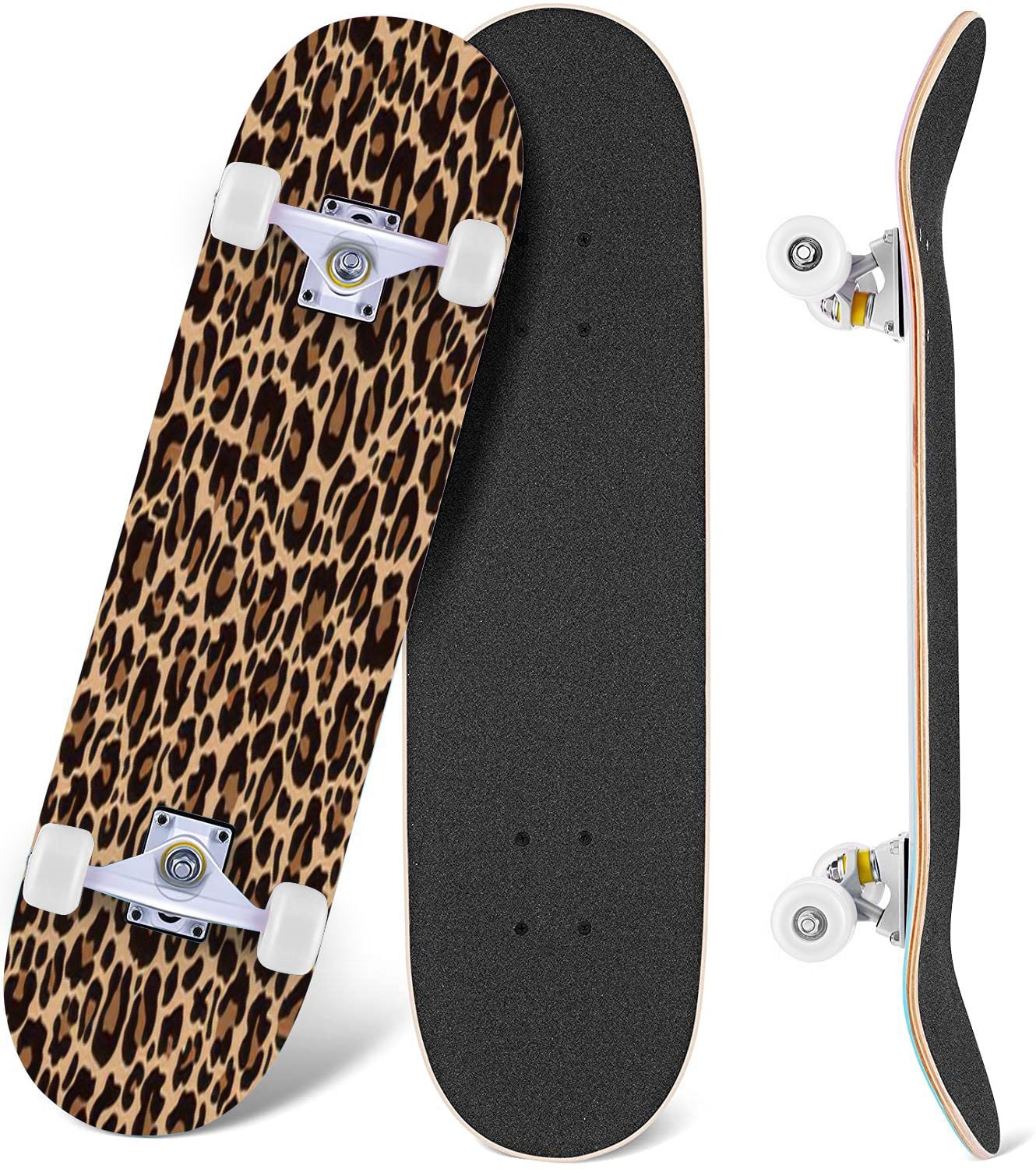 Prxcm Skateboard Complete for Beginners Adults Teens 31 x 8" Leopard ...