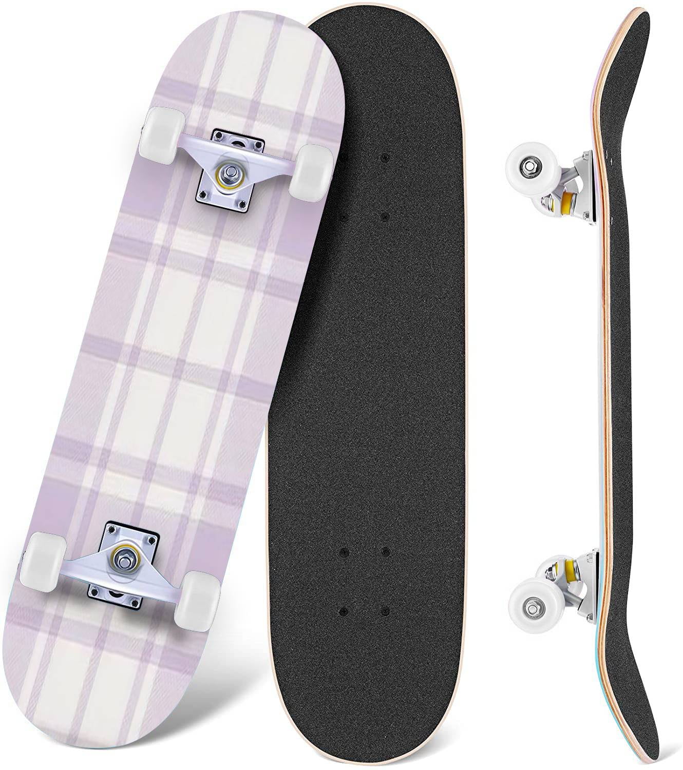 Prxcm Skateboard Complete for Beginners Adults Teens 31 x 8" Plaid for ...
