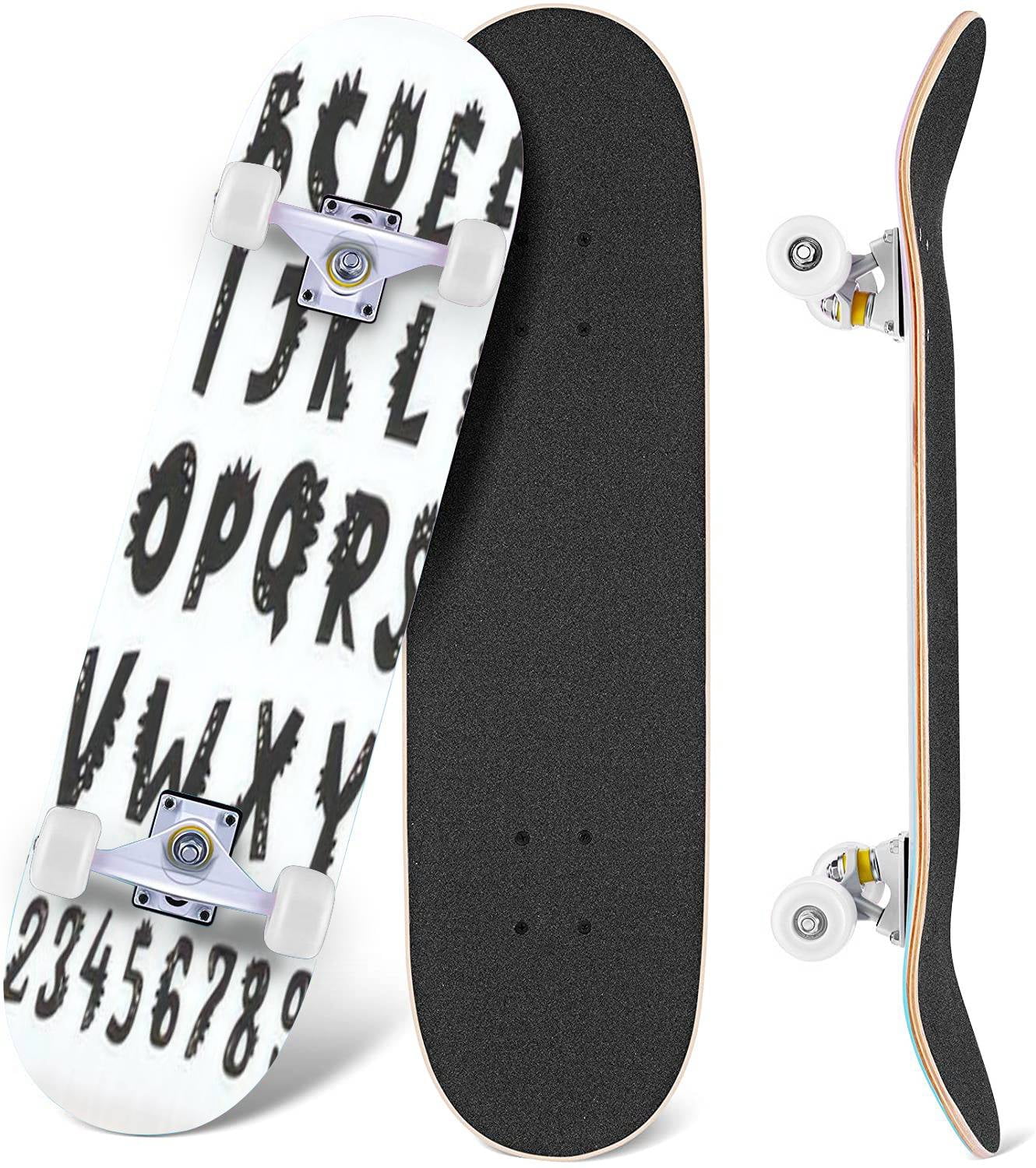 Prxcm Skateboard Complete for Beginners Adults 31 x 8" cute letters ...