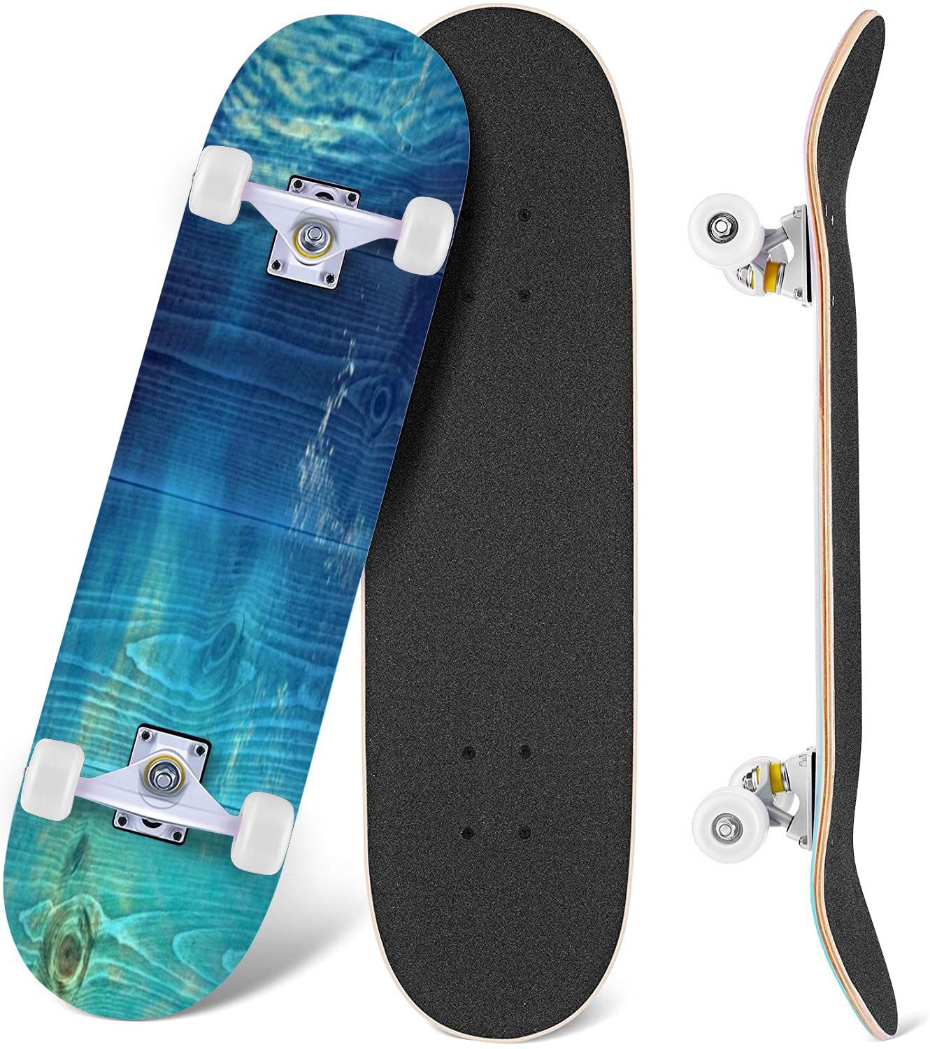 Prxcm Skateboard Complete for Beginners Adults Teens 31 x 8" waves ...