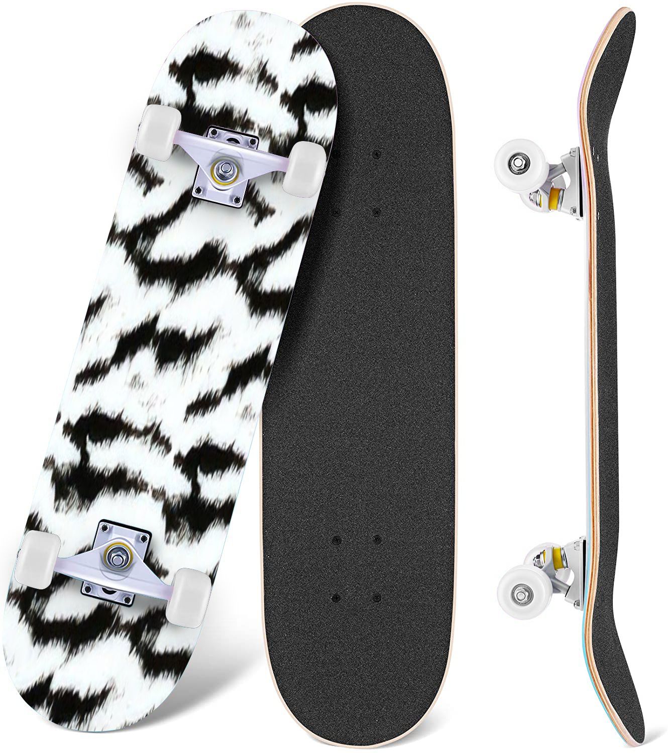 Prxcm Skateboard Complete for Beginners Adults 31 x 8" Tiger skin ...