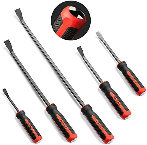 Pry Bar Set, 5-Piece Heavy Duty Pry Bars with Thicker Strike Caps ...