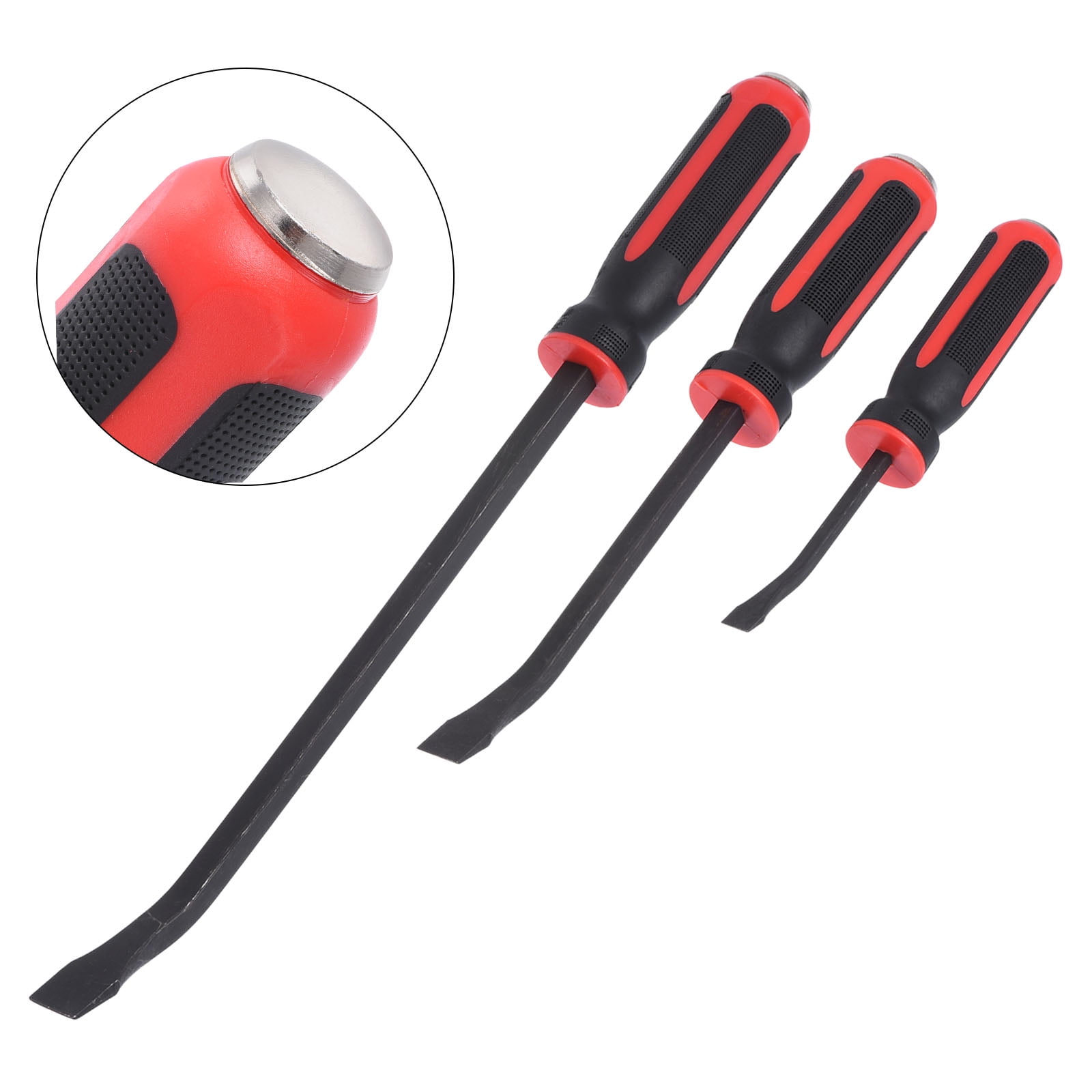 Pry Bar Set of 3 - 8"/12"/18" Steel Strike Cap Handle with Angled Tip ...