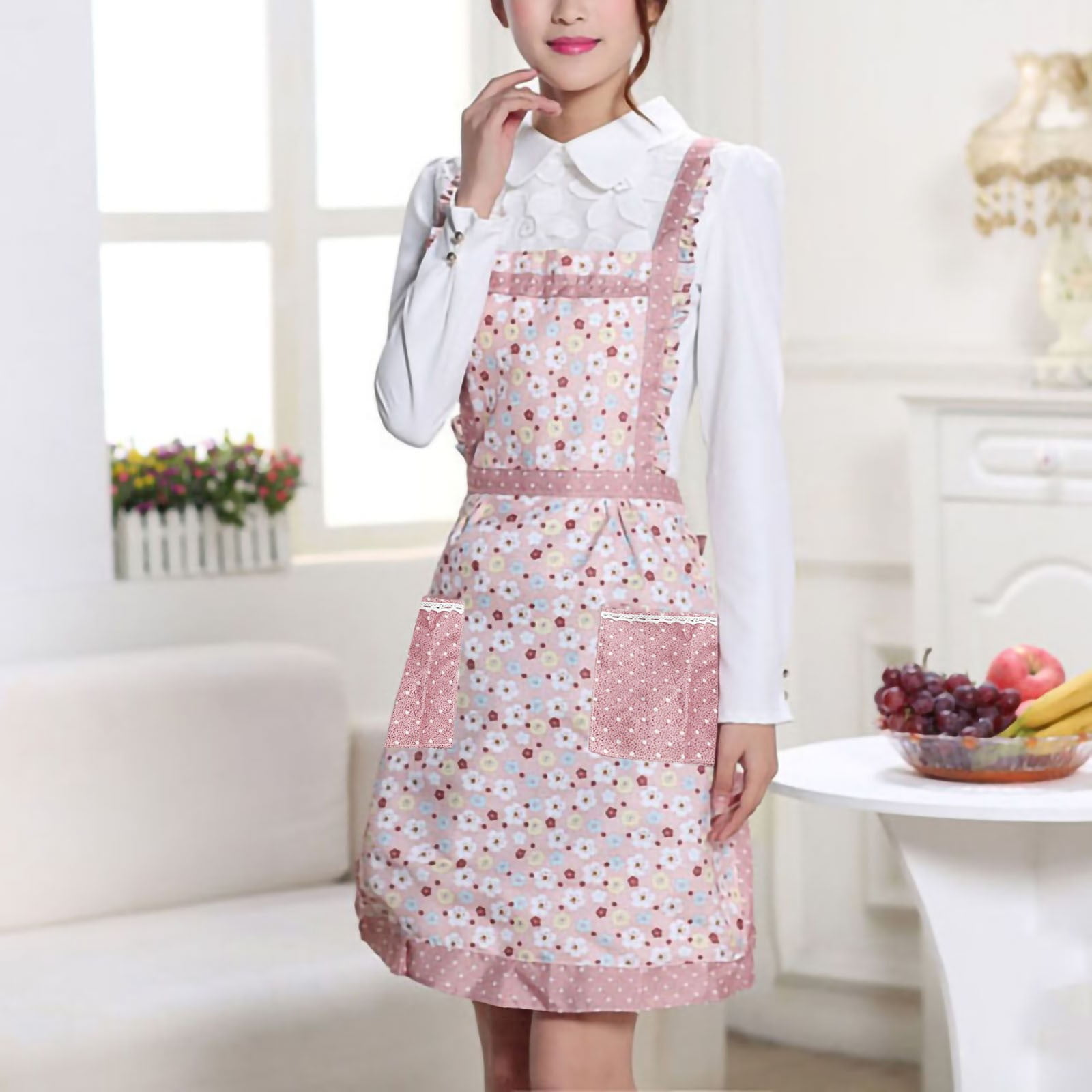 Pryess Double Layer Waterproof Princess Apron, Yellow Flower, Thickened ...