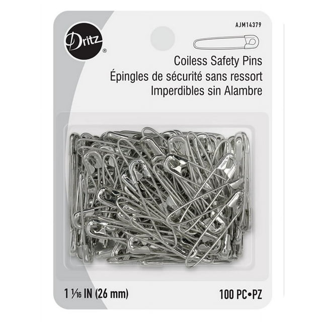 Prym Dritz Silver Coiless Safety Pin, 100 Count - Walmart.com