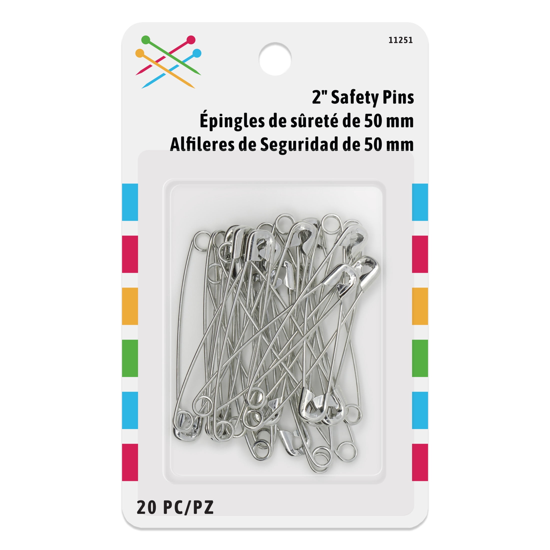 Generic Large Nickel-Plated Safety Pins 2 Inch 20 Pack for Sewing ...