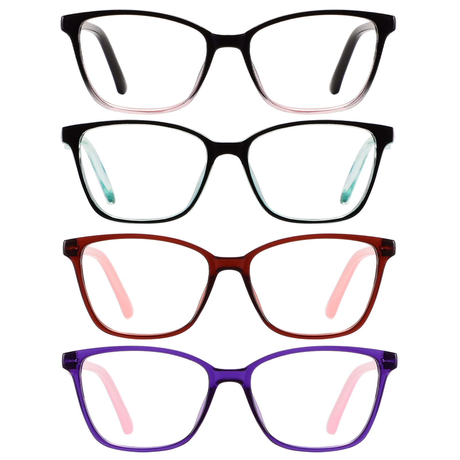 Przene 4 Pack Reading Glasses Blue Light Blocking Readers for Women and ...