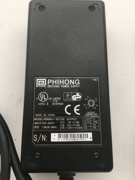 Psa65u-301 - switching power supply 8 pin round conn. w/ power cord ...