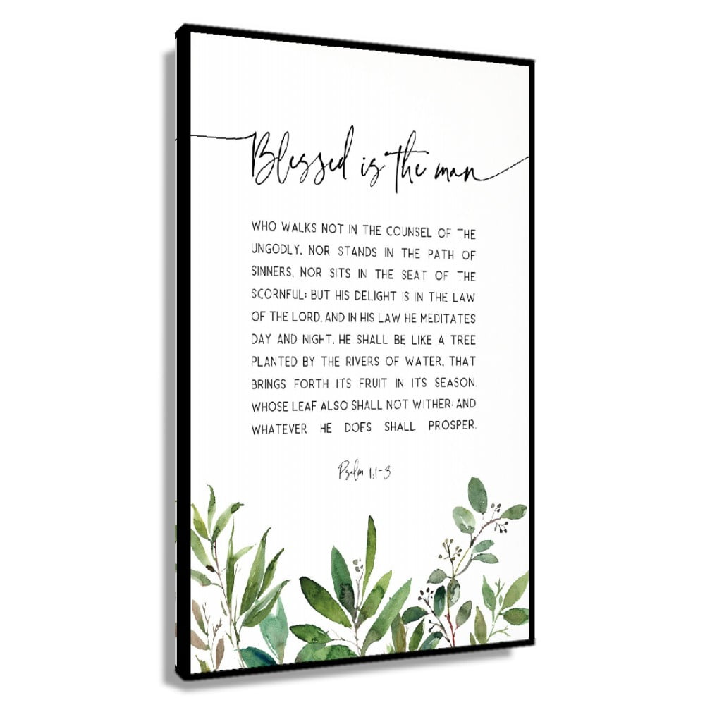 Psalm 1 1-3 Blessed Is The Man, Bible Verse Wall Art, Modern Christian ...