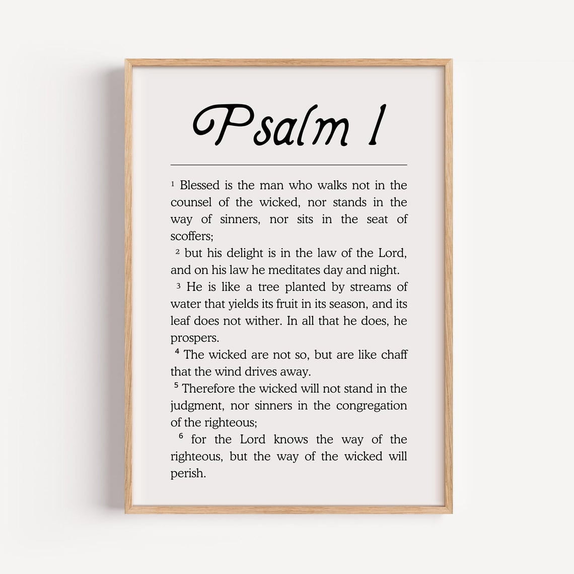 Psalm 1 Scripture Print, Bible Verse Wall Art, Christian Typography ...
