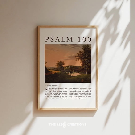 Psalm 100 Bible Verse Autumn Christian Rustic Fall Scripture, Stretched ...