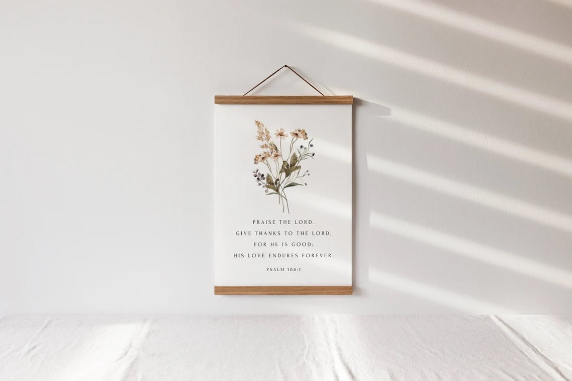 Psalm 106 1 Wooden Hanging Sign Bible Verse Wall Art Christian Wall ...