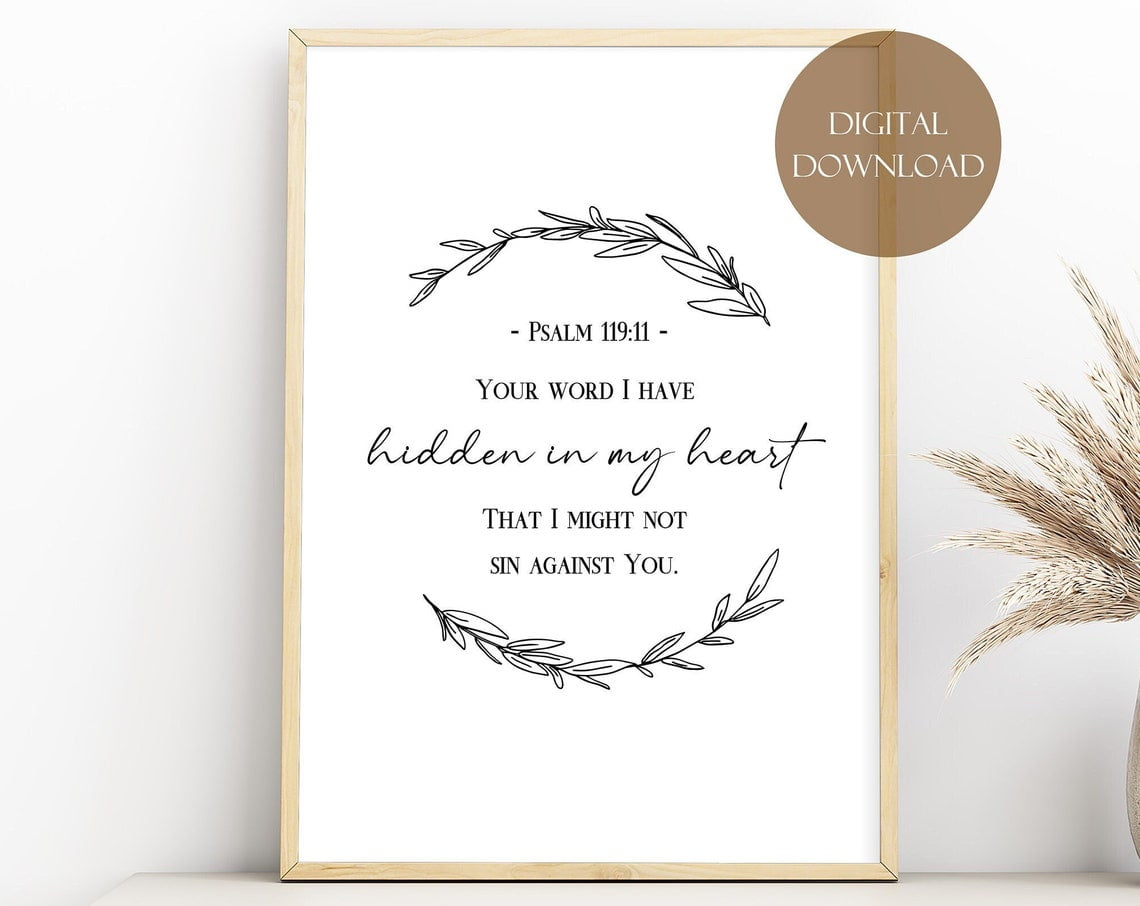 Psalm 119:11 Your Word I Have Hidden In My Heart Bible Verse Wall Art ...