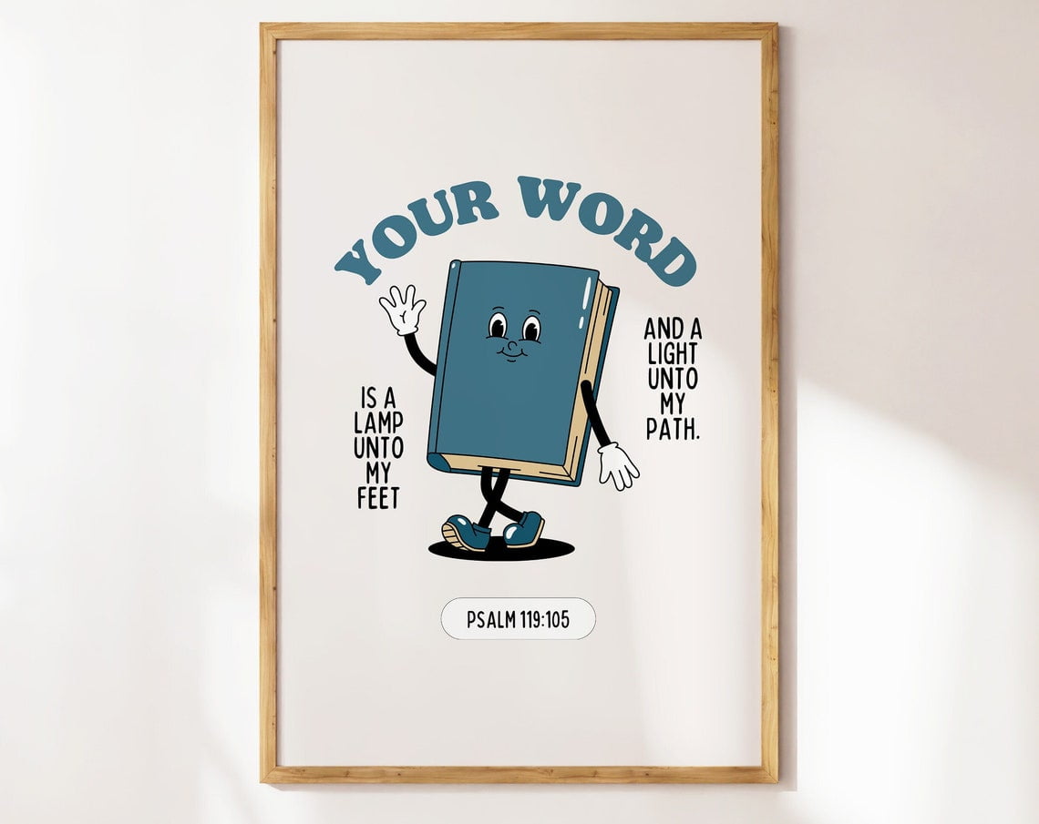 Psalm 119 Large Wall Poster, Retro Mascot Wall Art, Christian Wall Art ...