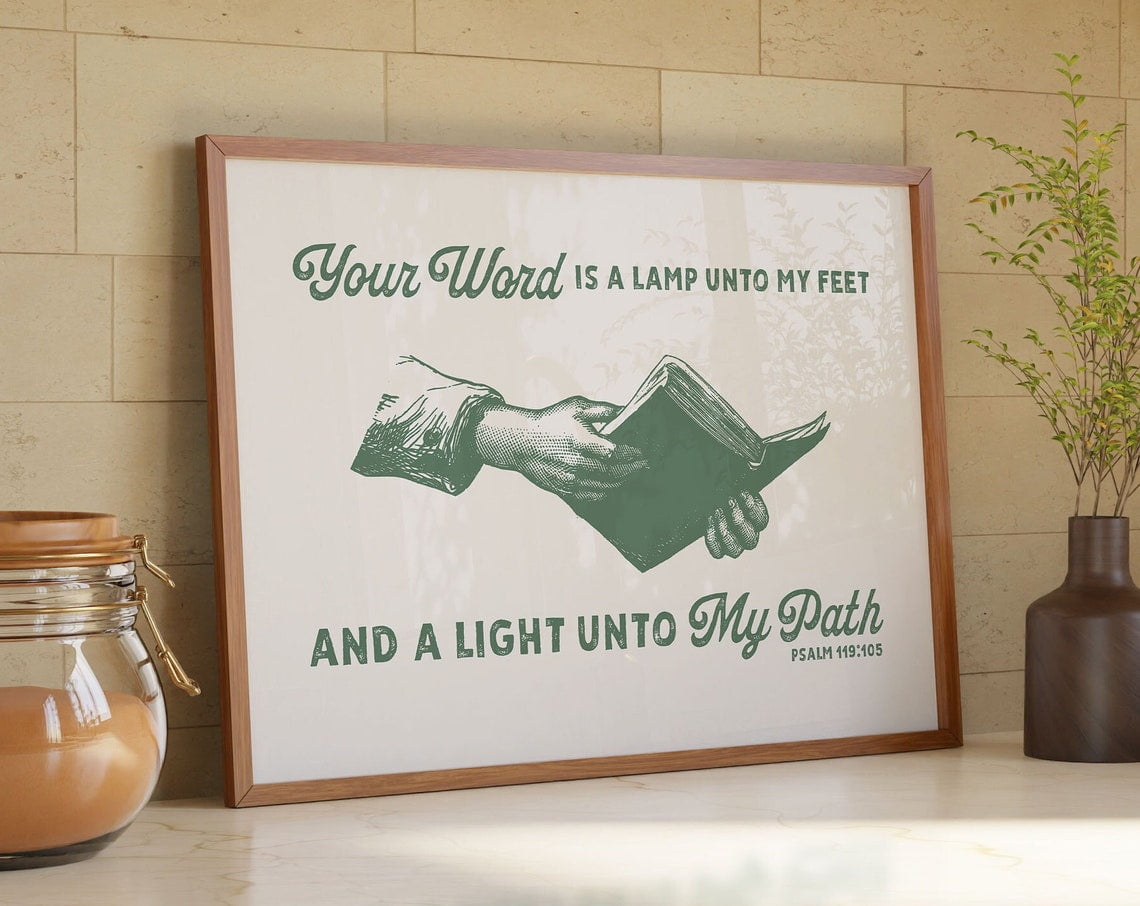 Psalm 119 Sage Green Wall Art Vintage Icon Print Print Bible Verse Wall ...