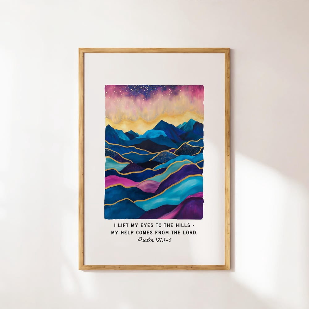 Psalm 121 Bible Verse Wall Art I Lift My Eyes to the Hills Scripture ...