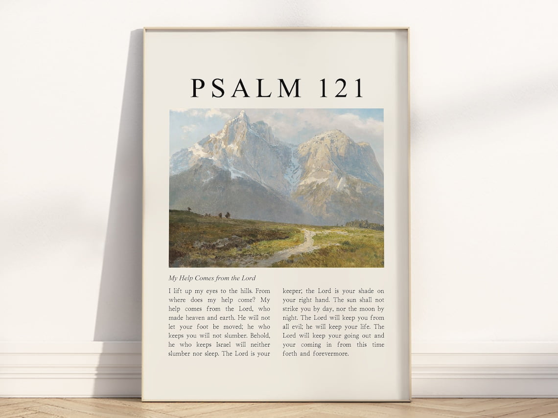 Psalm 121 I Lift Up My Eyes To The Hills Bible Verse Wall Art, Vintage ...