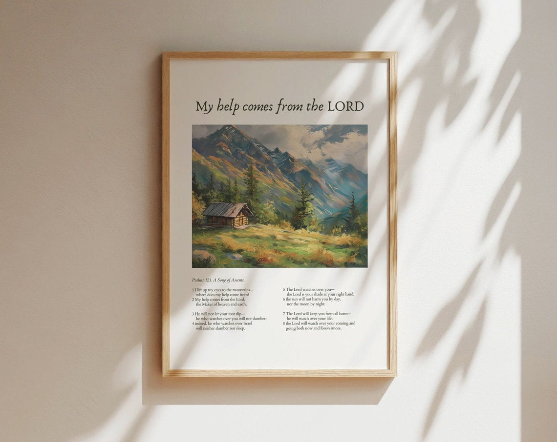 Psalm 121 Wall Art, Bible Verse Wall Art, Vintage Watercolor Scripture ...