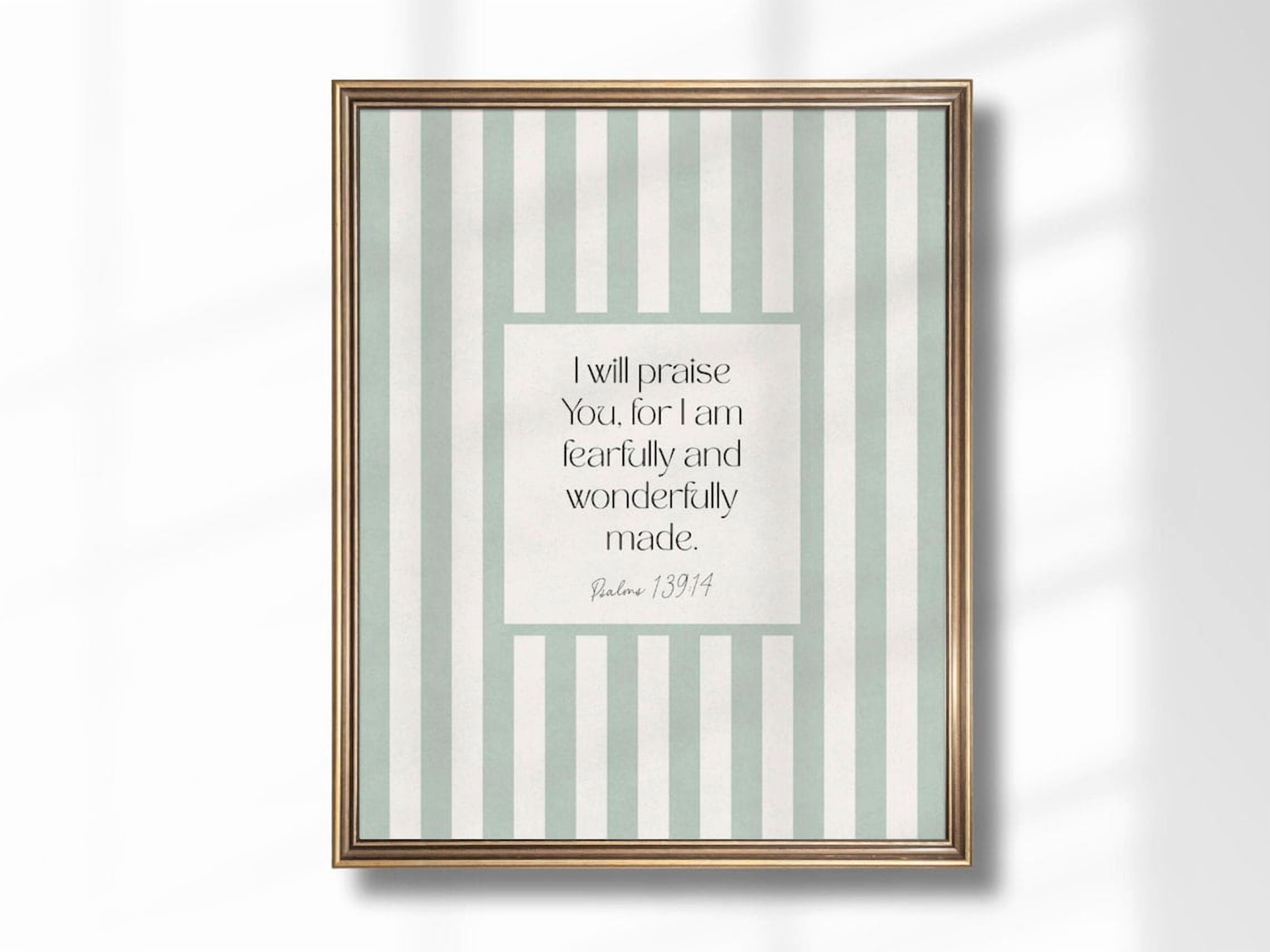 Psalm 139:14 Poster Sage Green Scripture Wall Art for Inspirational and ...