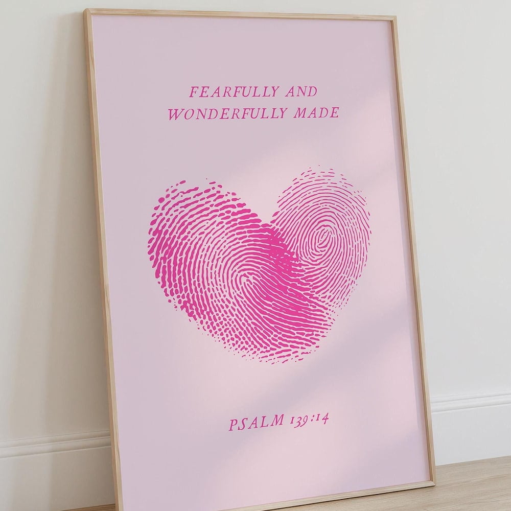 Psalm 139 14 Wall Art Pink Fearfully And Wonderfully Made Christian ...