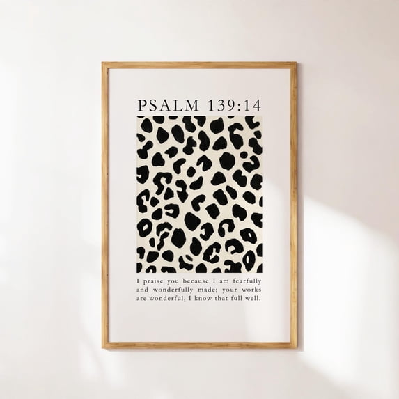 Psalm 139 Christian Wall Art, Leopard Print, Unframed Paper Poster ...