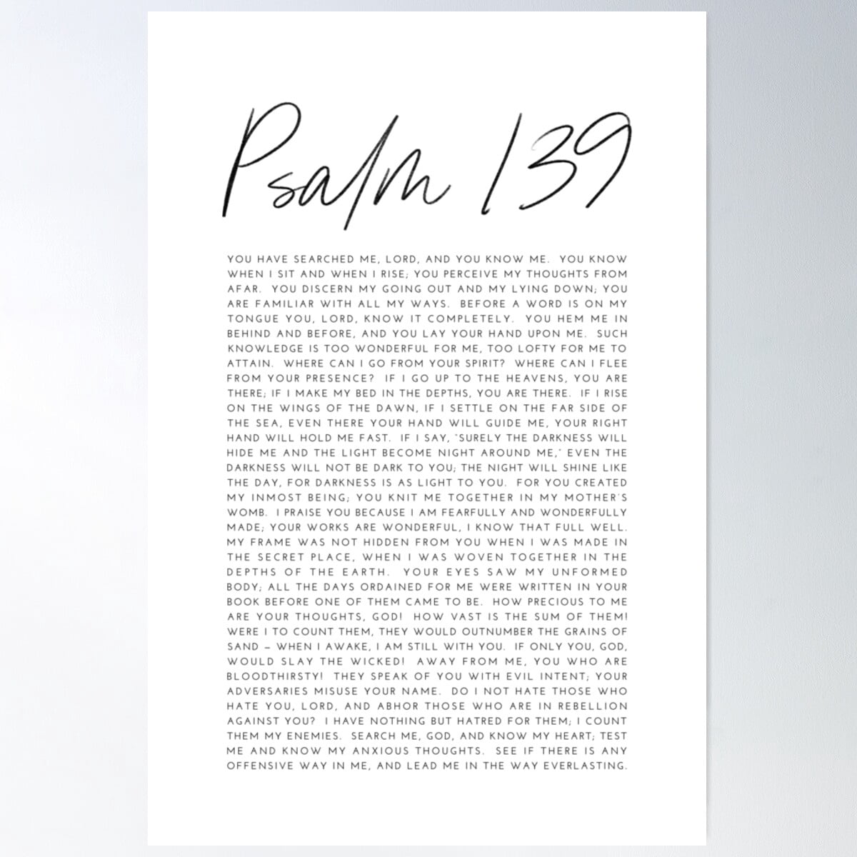 Psalm 139 Scripture Poster Wall Art, Modern Wall Decor For Living Room ...