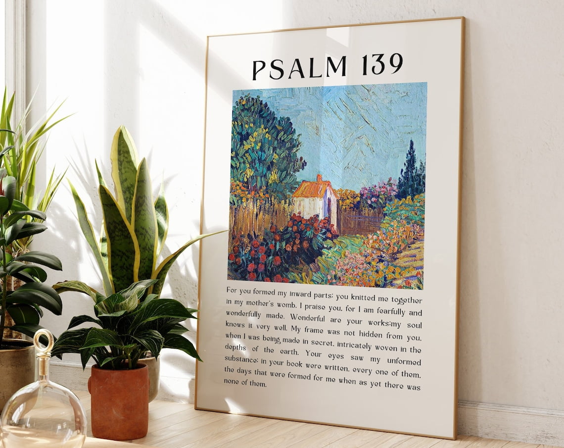 Psalm 139 Van Gogh Vintage Painting Christian Home Decor Bible Verse ...