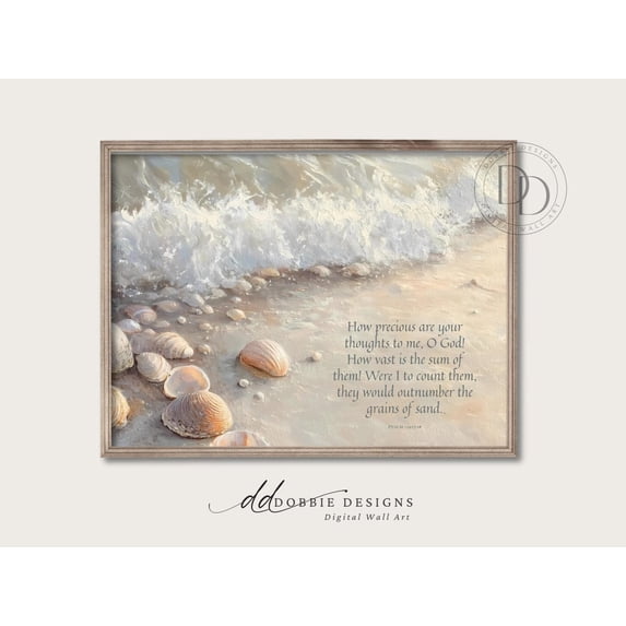 Psalm 13917-18 Bible Verse Print Coastal Scripture Wall Art Grains Of ...