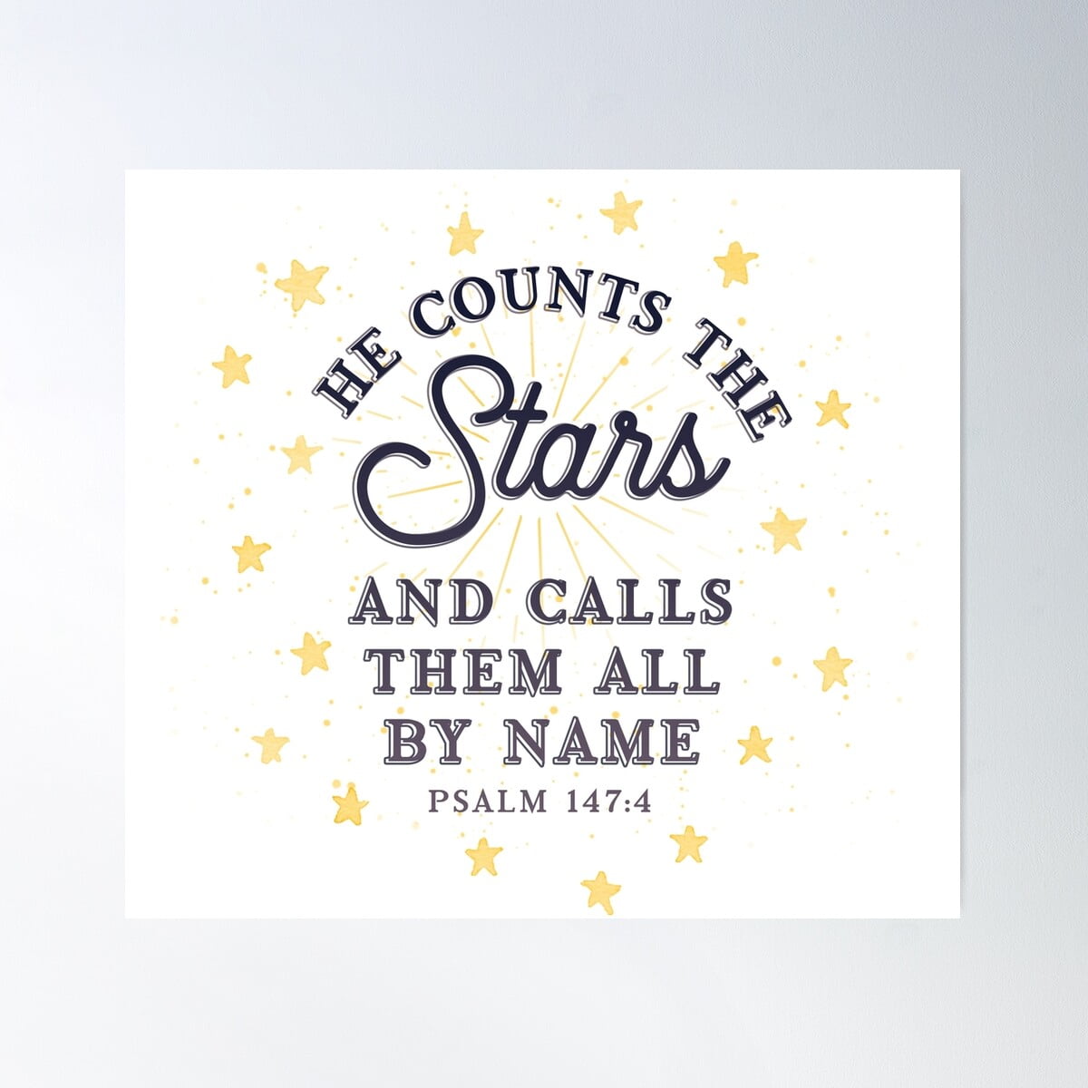Psalm 147:4 Bible Verse Poster Wall Art, Modern Wall Decor For Living ...