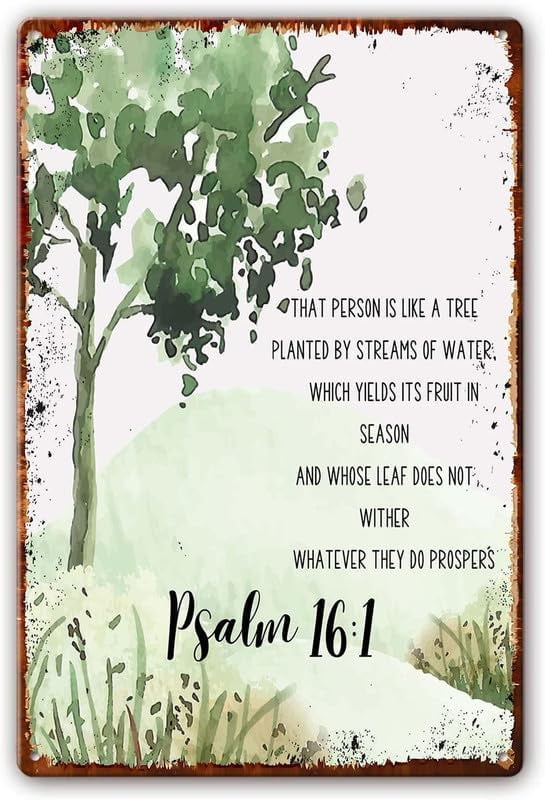 Psalm 16:1 Metal Tin Sign Christian Wall Decor Bible Verse Art For ...