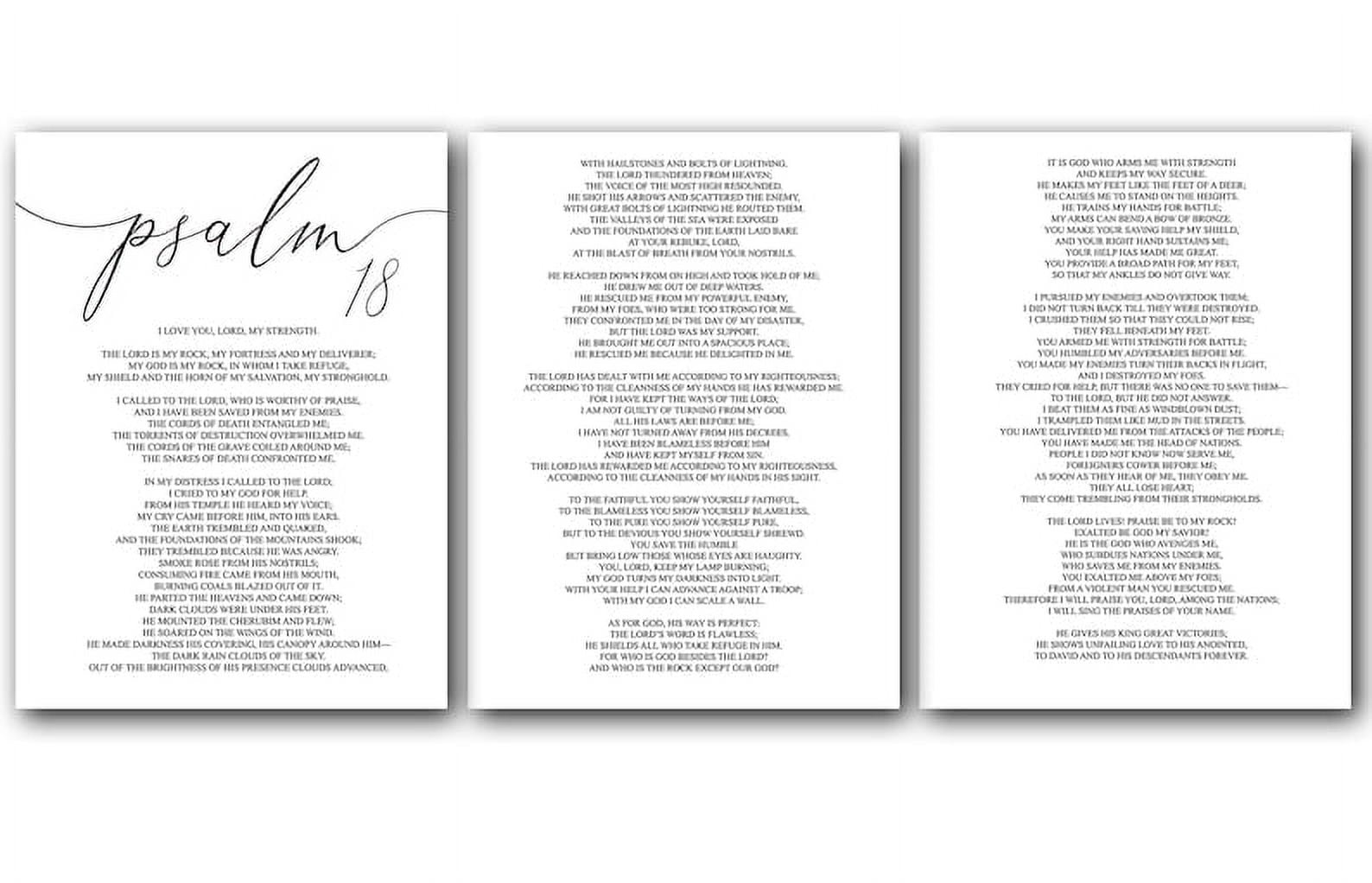 Psalm 18, Bible Verse Quotes, Set of 3 Poster Prints, Home Wall Décor ...