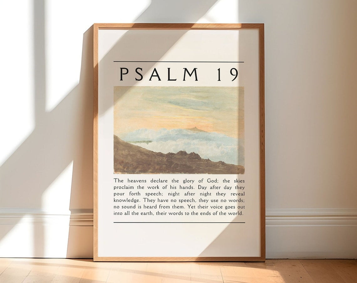 Psalm 19, Vintage Christian Wall Art, Landscape Christian Poster Print ...