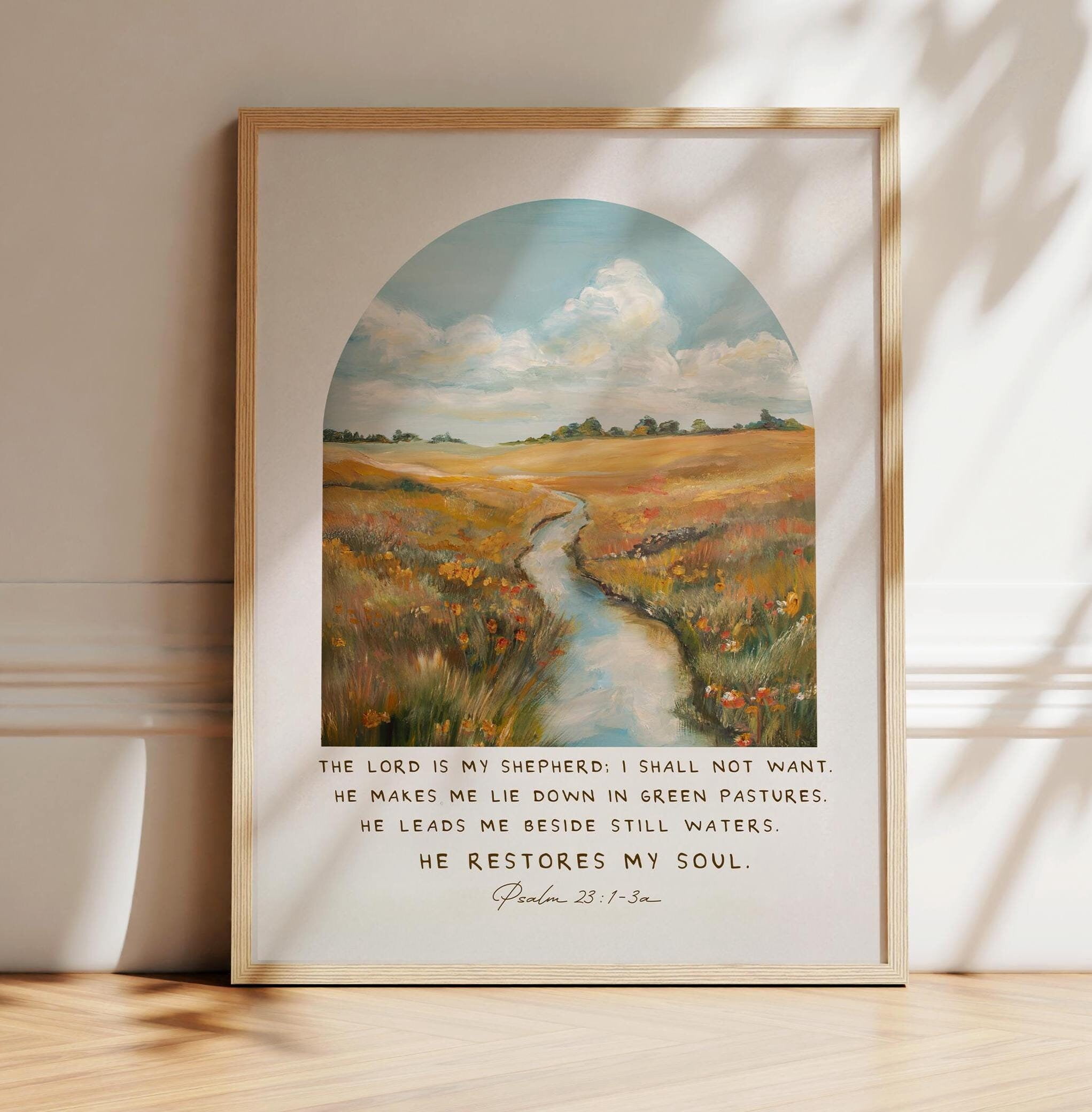 Psalm 23 Art Print The Lord Is My Shepherd Scripture Christian Bible ...