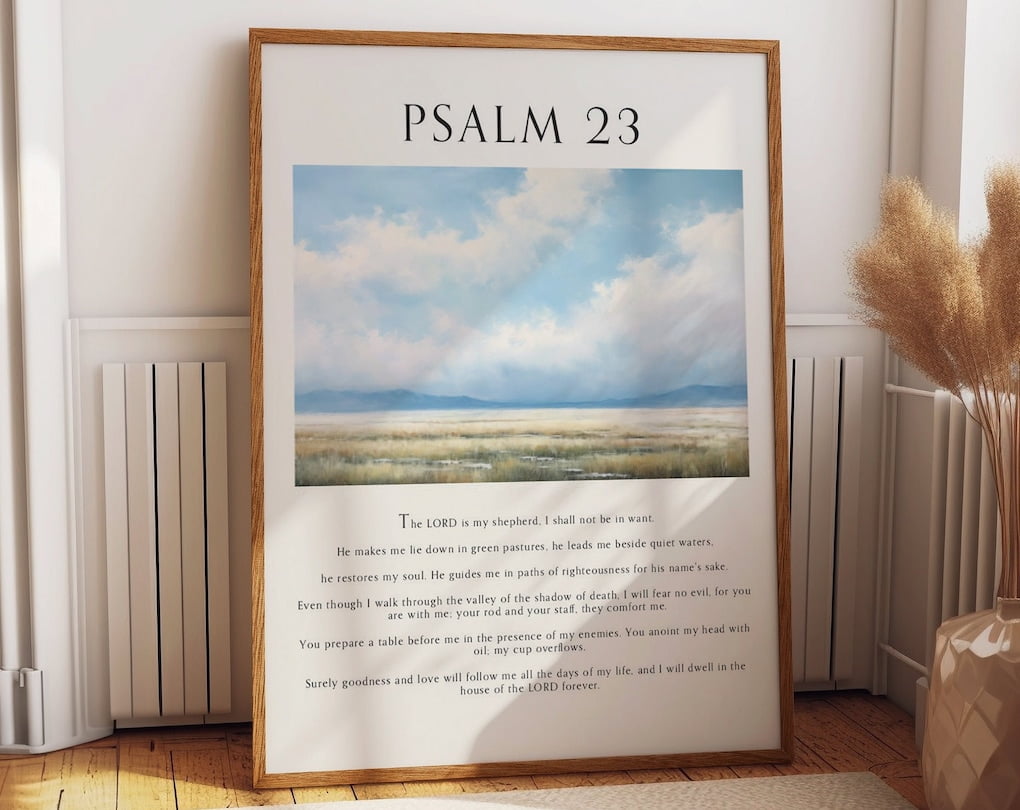 Psalm 23 Bible Poster - Inspirational Bible Print, Elegant Bible Decor ...