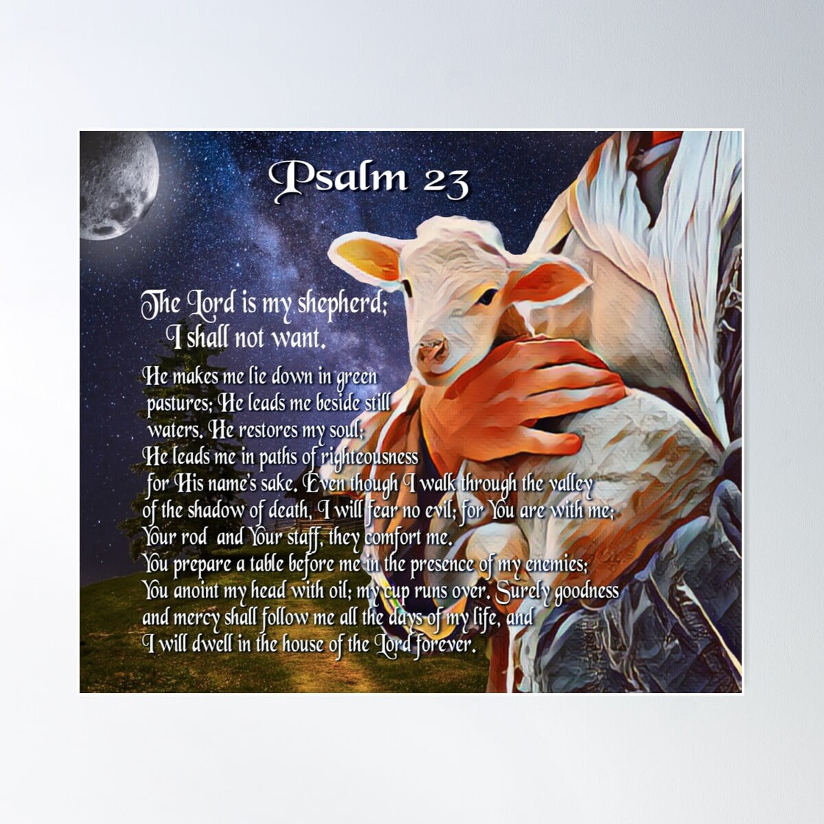 Psalm 23 Bible Verse Poster Wall Art, Modern Wall Decor For Living Room ...