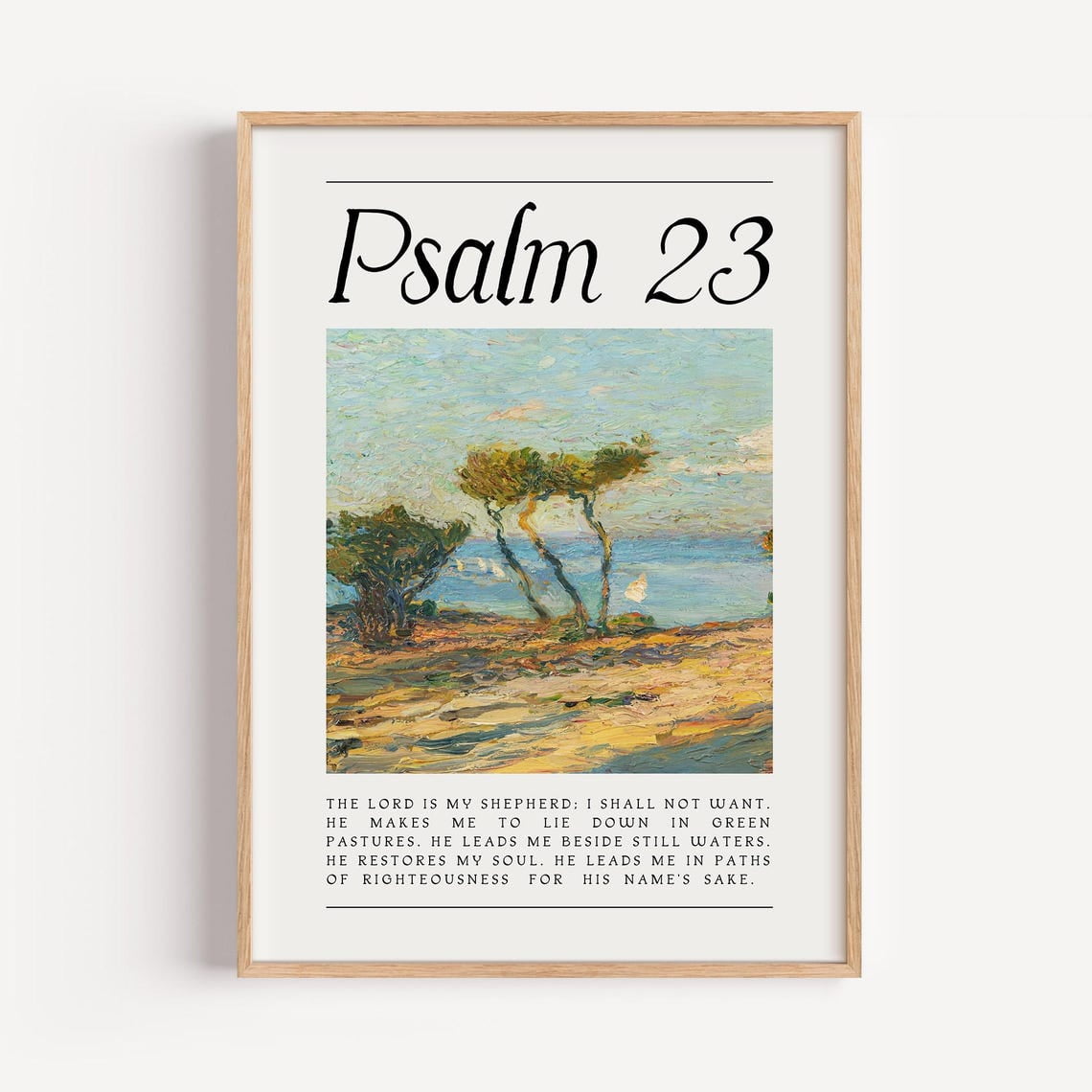 Psalm 23 Bible Verse Wall Art, The Lord Is My Shepherd Print, Coastal ...