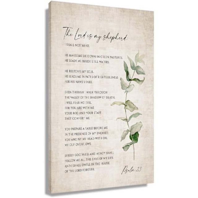 Psalm 23 Bible Verse Wall Art Prayer Poster The Lord is My Shepherd ...