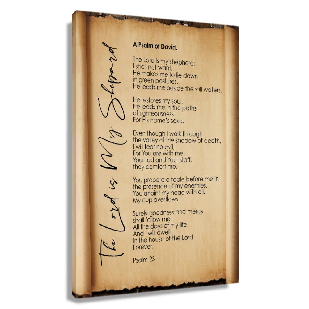 Psalm 23 Bible Verse Wall Art Vintage Scripture Posters Poster for ...