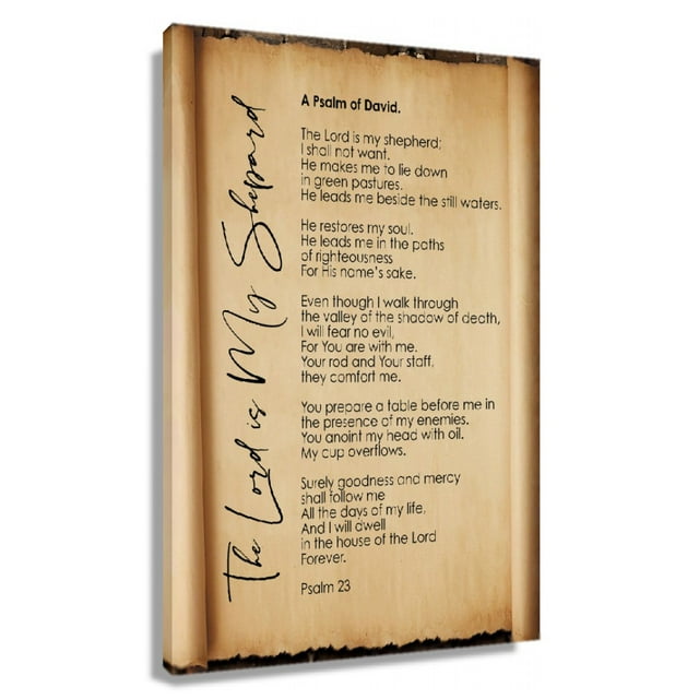 Psalm 23 Bible Verse Wall Art Vintage Scripture Posters Poster for ...