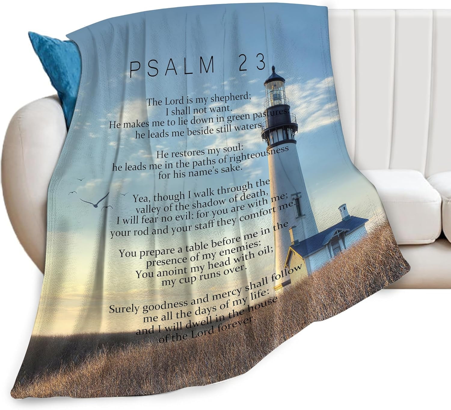 Psalm 23 Blanket Christian Lighthouse Gifts Religious Bible Verse ...