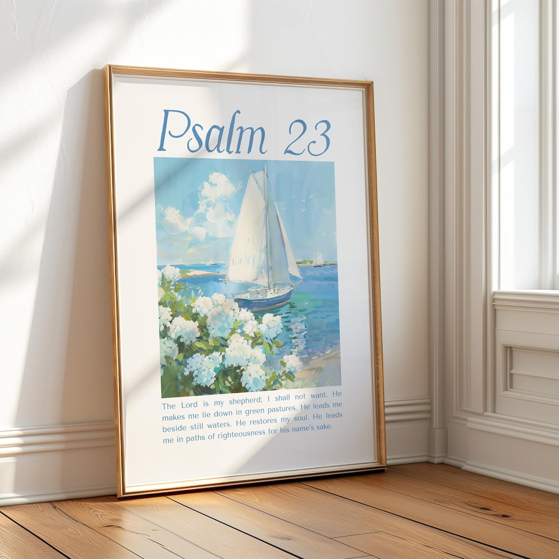 Psalm 23 Christian Wall Art, Coastal Granddaughter Bible Verse Decor ...