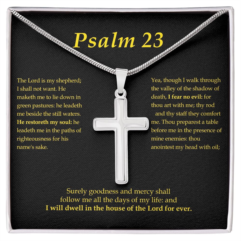 Psalm 23 Cross Card Necklace w Stainless Steel Pendant - Walmart.com