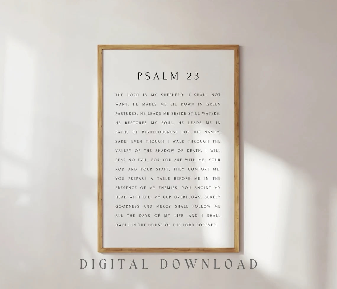 Psalm 23 Digital Download Christian Wall Art Printable Modern Scripture ...