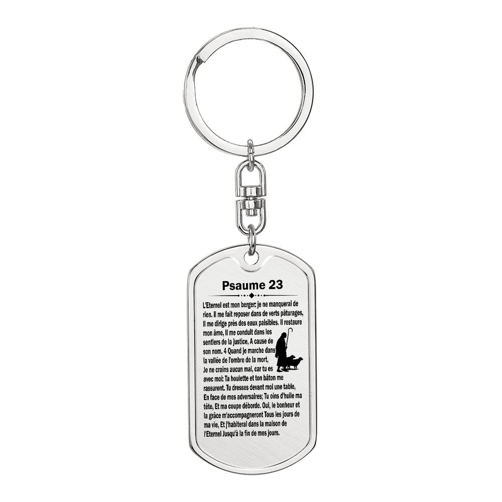 Psalm 23 French Psaume 23 Bible Keychain Stainless Steel or 18k Gold ...