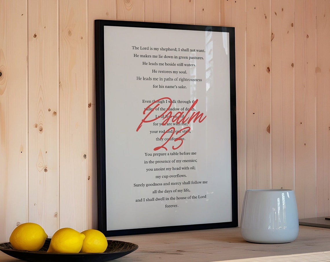 Psalm 23 Full Chapter Christian Quote Bible Verse Wall Art For ...