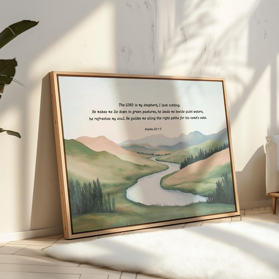 Psalm 23 Green Pastures Wall Art The Lord Is My Shepherd Serene ...