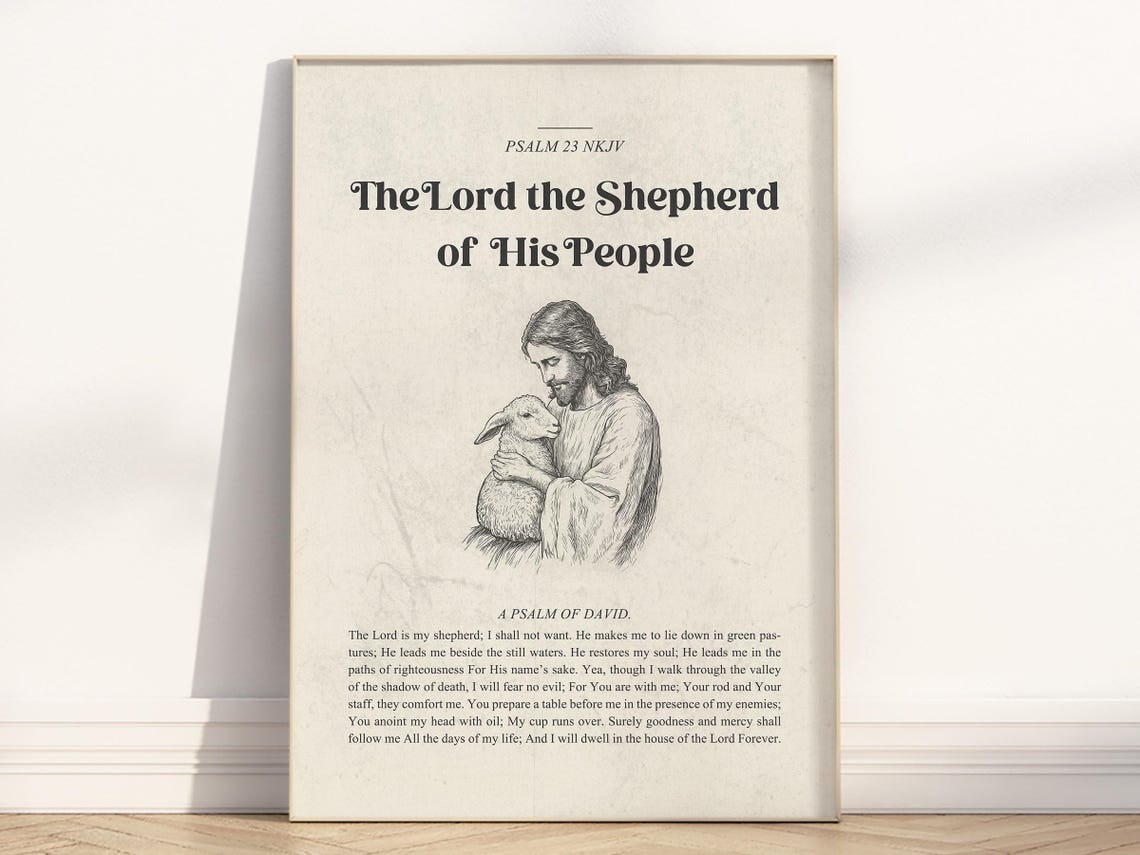 Psalm 23 The Lord Is My Shepherd Bible Verse Wall Art, Vintage ...